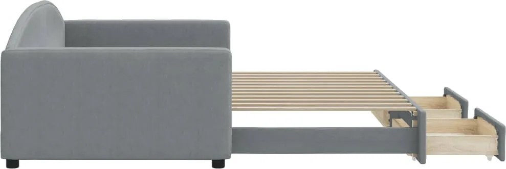 Válenda s přistýlkou a zásuvkami světle šedá 100x200 cm textil 3197229