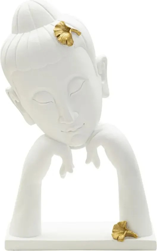 Dekorace na stůl Buddha B 21 cm bílá/zlatá
