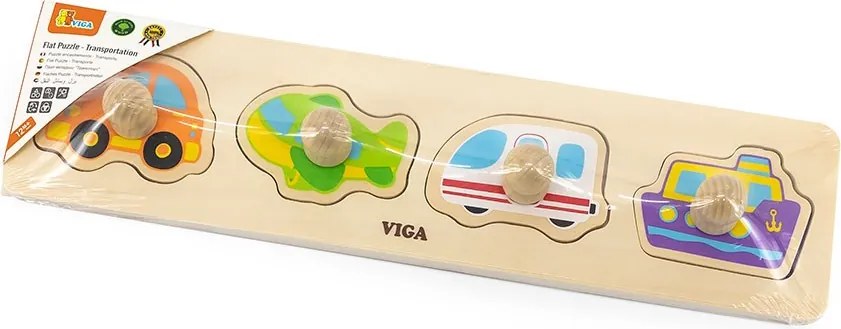 Dřevěné puzzle s úchyty pro nejmenší Viga Transport