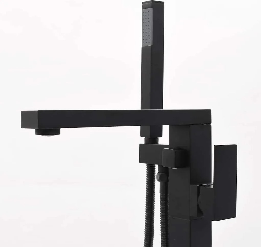 Volně stojící vanová baterie černá nerezová ocel 90 cm 145096