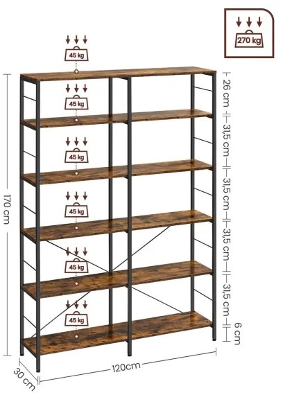 Knihovna NAVARO hnědá/černá