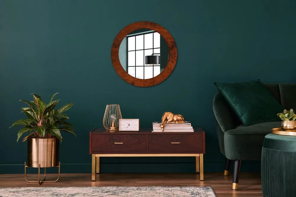 Kulaté dekorativní zrcadlo Přírodní dřevo fi 60 cm