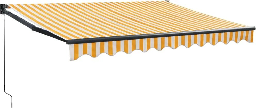 Zatahovací markýza žlutá a bílá 3,5 x 2,5 m textil a hliník 3154457
