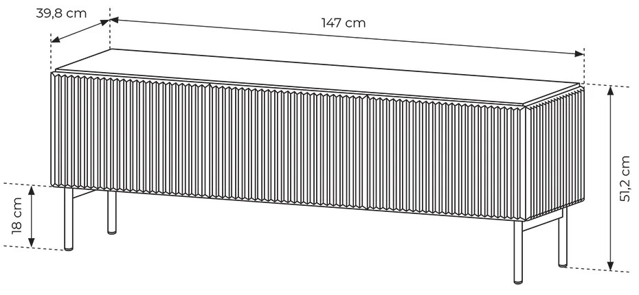 MUTI c | TV stolek RTV 147 | 147 cm | černá