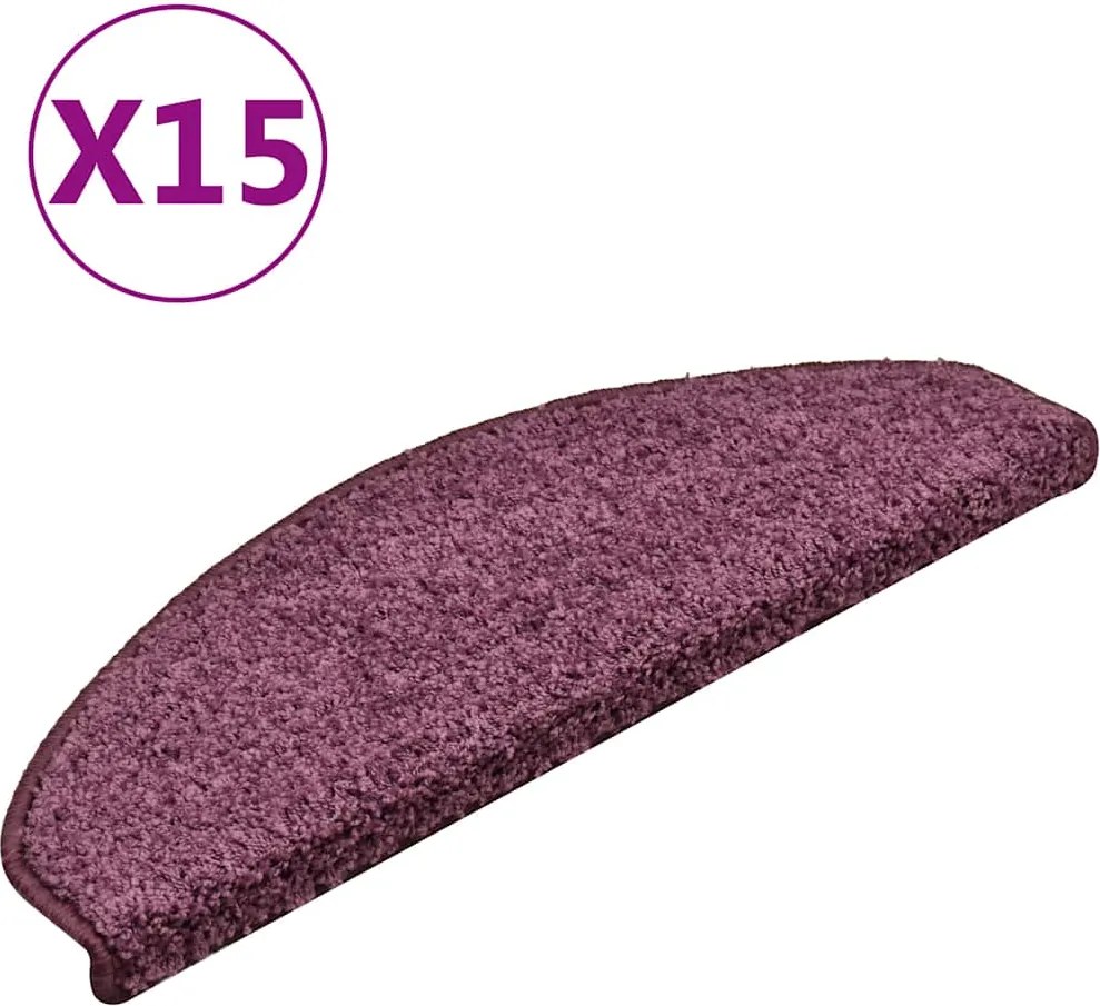 Schodové rohože 15 ks 65 x 21 x 4 cm tmavě fialové, půlkulaté, velké 322385