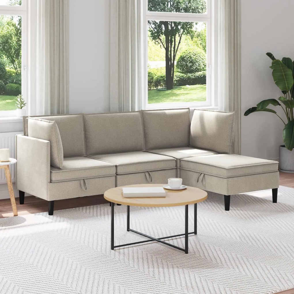 Sada nábytku do obývacího pokoje 4 ks Ovesná Textil 3413785