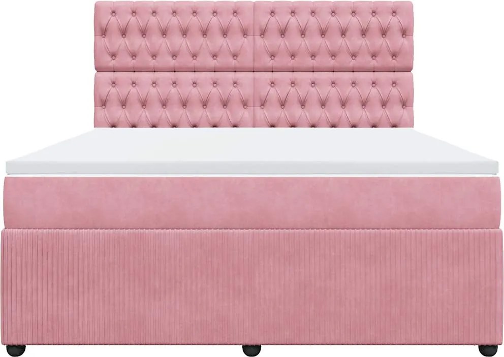 Box spring postel s matrací růžová 180x200 cm samet 3292417