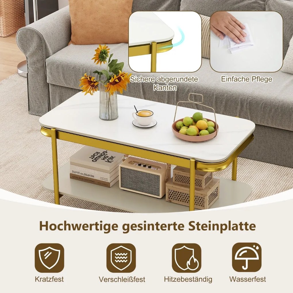 Costway Obdélníkový konferenční stolek Moderní pohovka Accent Table White