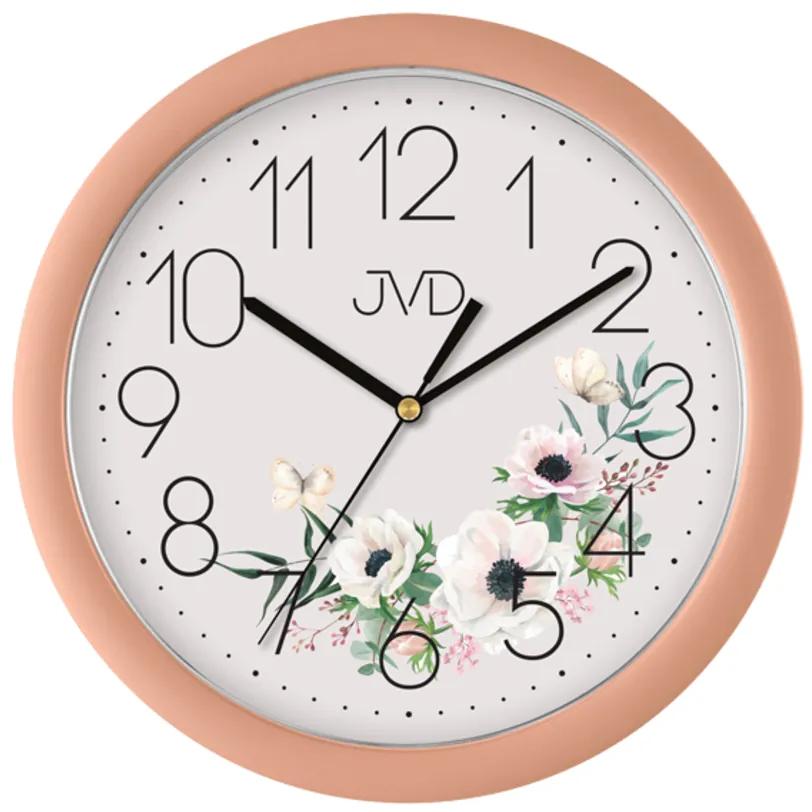 JVD Plastové dětské netikající tiché hodiny s květinovým vzorem JVD HP612.D9