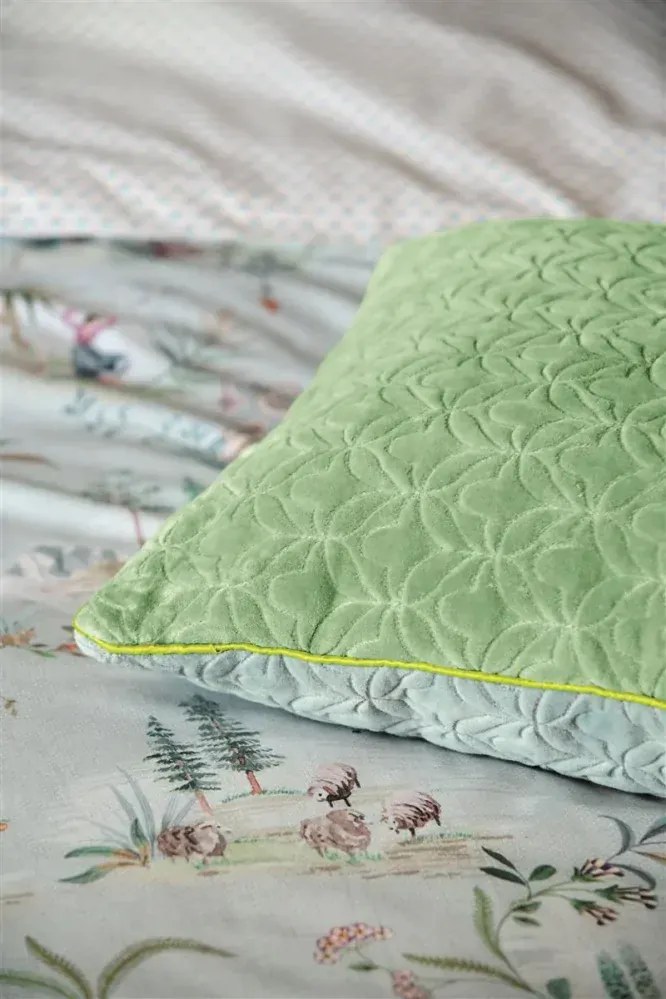 Pip Studio Quilty Dreams polštář 45x45cm, modro-zelený (Velvet dekorační polštář 45x45cm s výplní dvoubarevný)