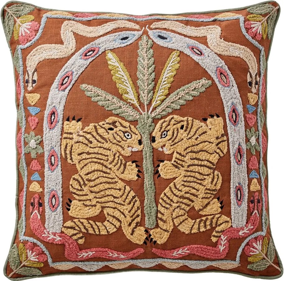 BOHEMIAN Polštář tygři 50 x 50 cm - hnědá
