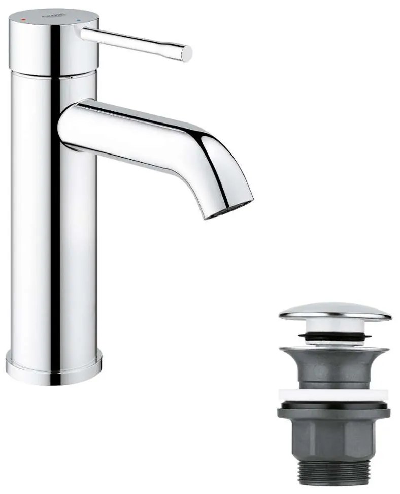 Grohe Essence New - Umyvadlová baterie s výpustí Push-Open, chrom 23797001