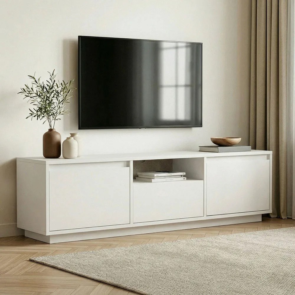 Bílý TV stolek 160x42x30 cm Sentinel – Kalune Design
