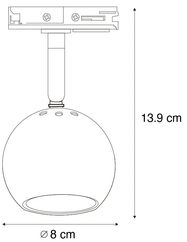 Moderní 1-fázové kolejnicové bodové světlo černé se zlatem - Gissi