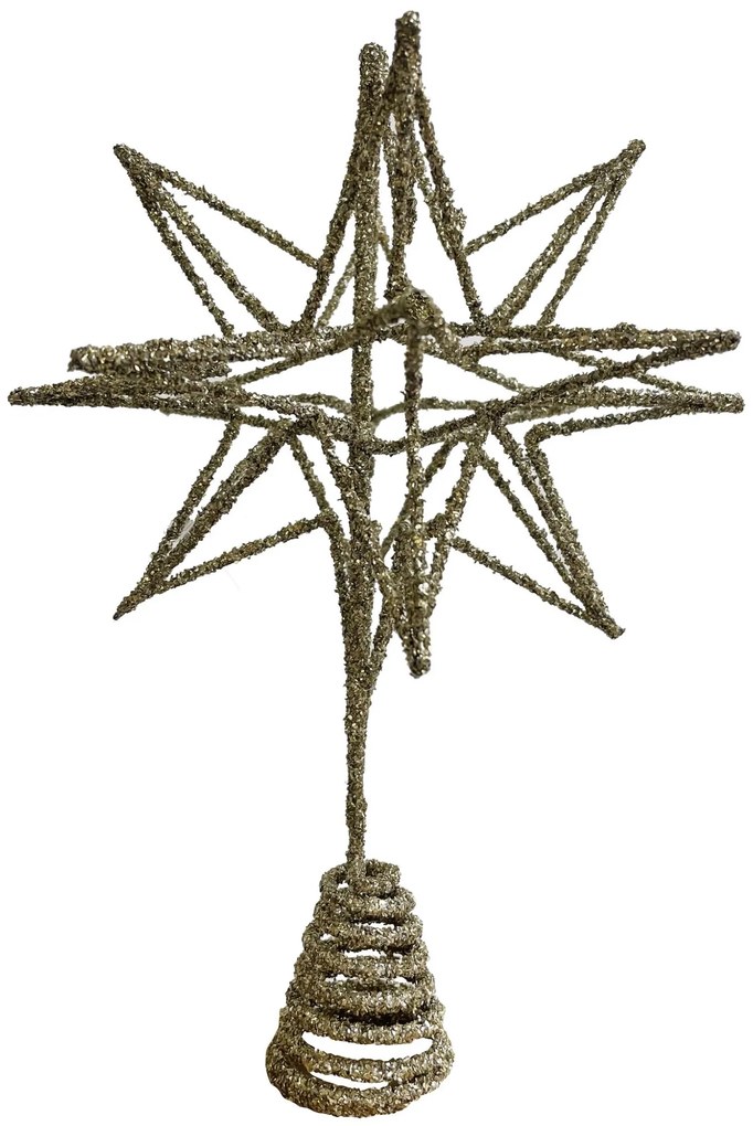 Hvězda na špici vánočního stromečku zlatá 23 cm
