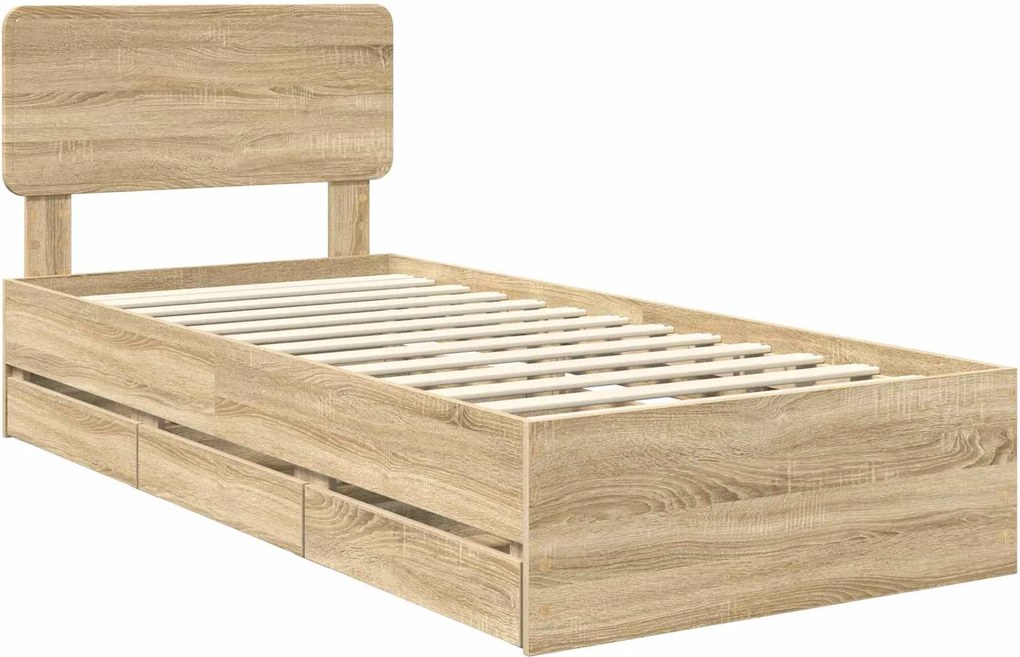 Rám postele s čelo Sonoma dub 100 x 200 cm Dřevěný materiál 3412215