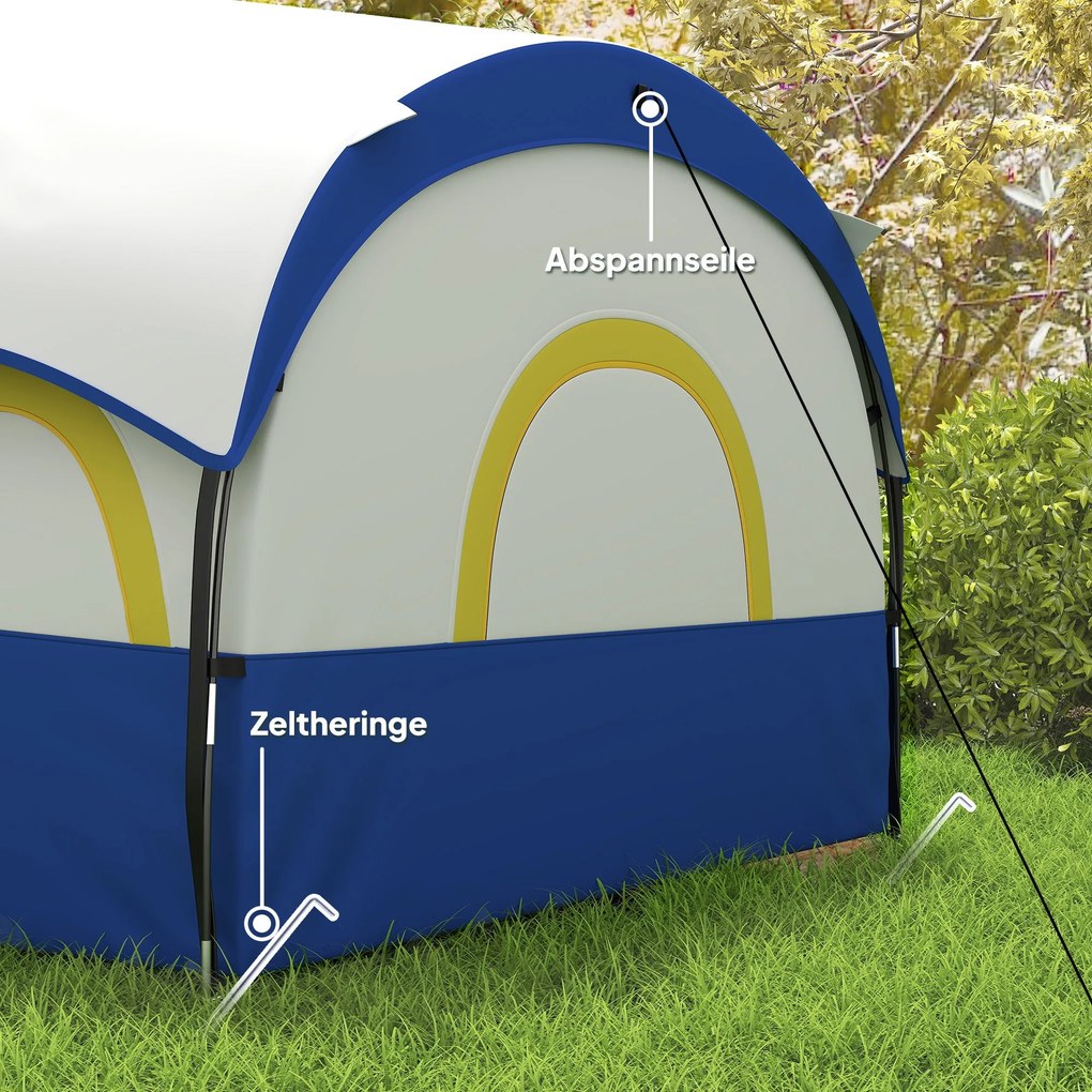Outsunny Tunneltent, Stan pro 6 Osob se 3 Místnostmi, UV Ochrana, Síťová Okna, Odolný Rodinný Stan s Přenosnou Taškou, 3000mm Voděodolný Skupinový St…