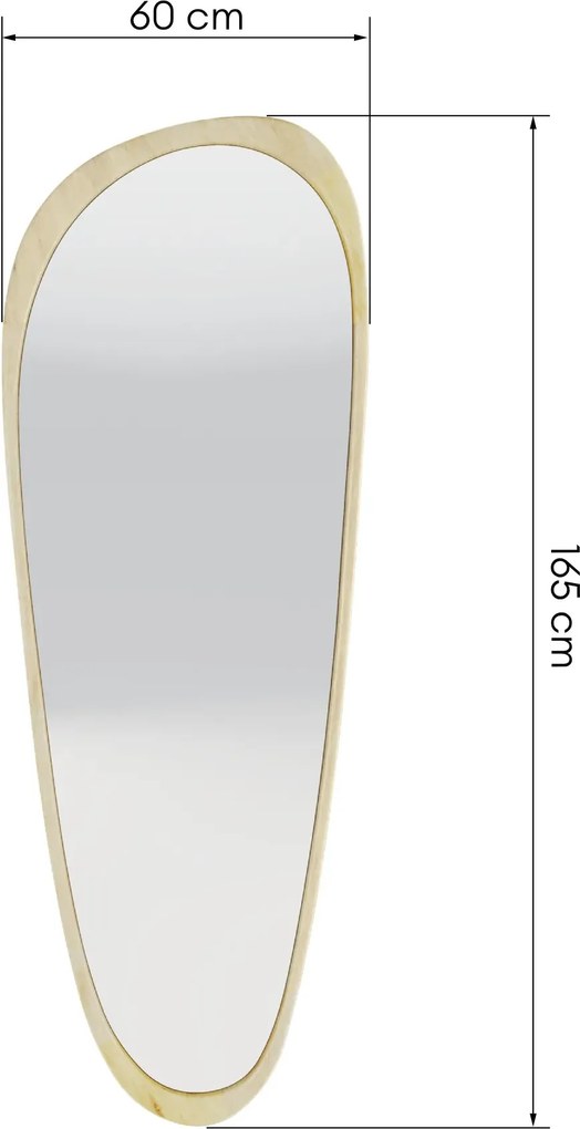 Nástěnné zrcadlo Sogno 165 cm z masivu hnědé