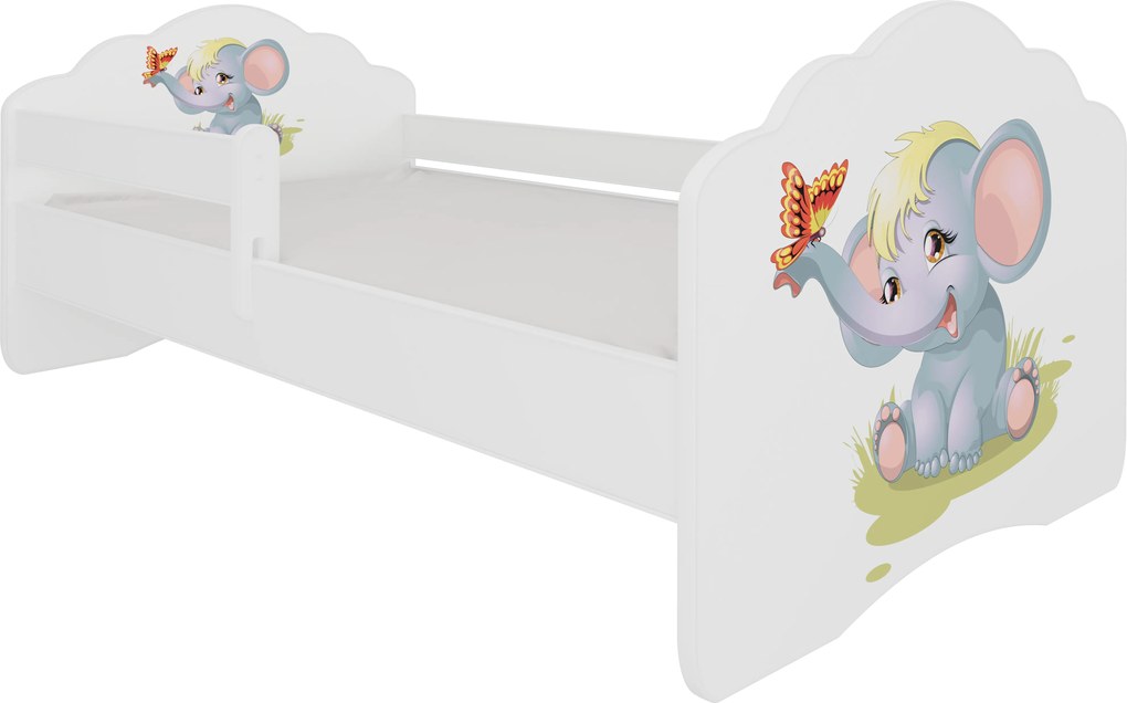 ADRK Furniture Postel s matrací a zábranou CASIMO ELEPHANT 160x80 CH-Cas- Barr- Elep- 160-E022