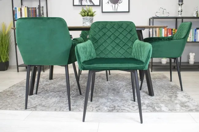 Set dvou jídelních židlí NOLA zelené (černé nohy) 2ks