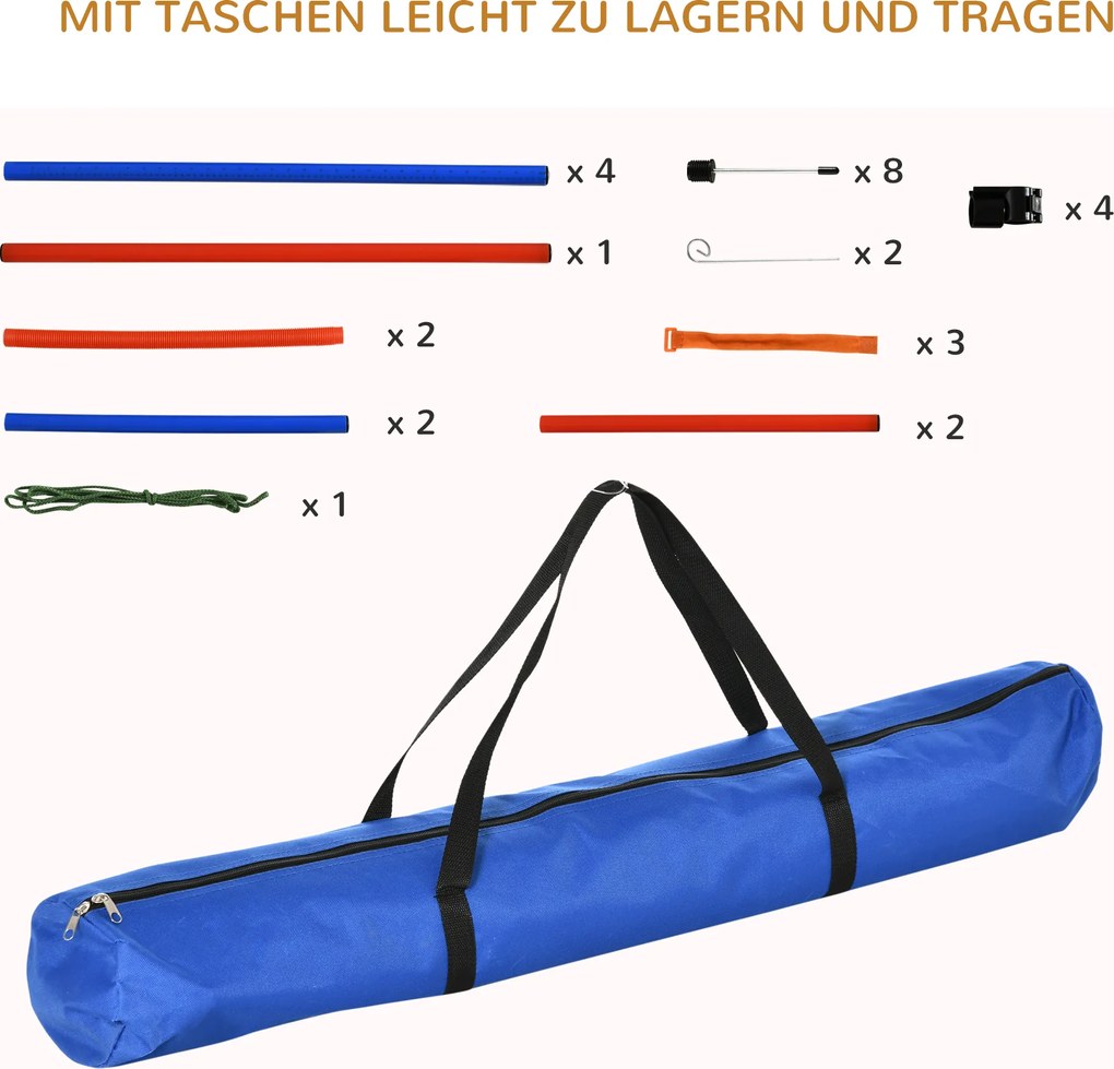 Výcvikové zařízení pro psy PawHut Agility, cvičební sada pro agility, tréninkový areál pro psí sporty 3 v 1, modrá+červená | Aosom