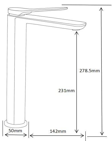 Mexen Largo - vysoká umyvadlová baterie, Černá, 73710-70
