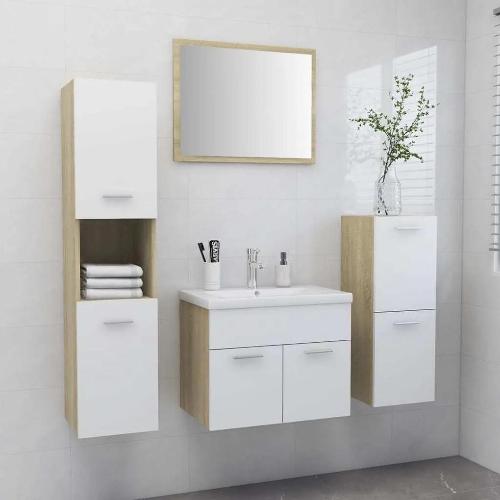 vidaXL Set koupelnového nábytku dřevotříska [3071364] Barva: bílá s vysokým leskem
