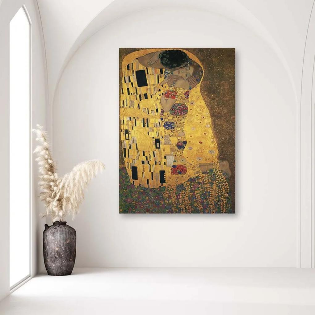 Obraz na plátně REPRODUKCE Gustav Klimt - Polibek - 80x120 cm