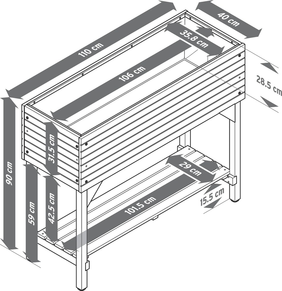 Tchibo - Vyvýšený truhlík - barva: hnědá
