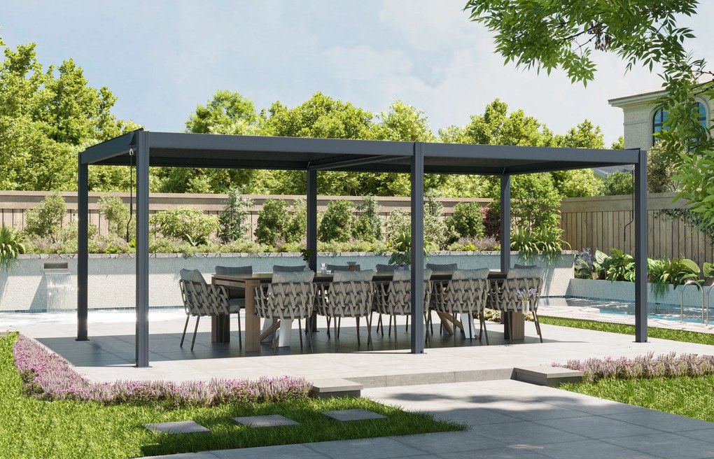 Bioklimatická pergola G21 Austin Premium 6x3 m, antracitová hliníková