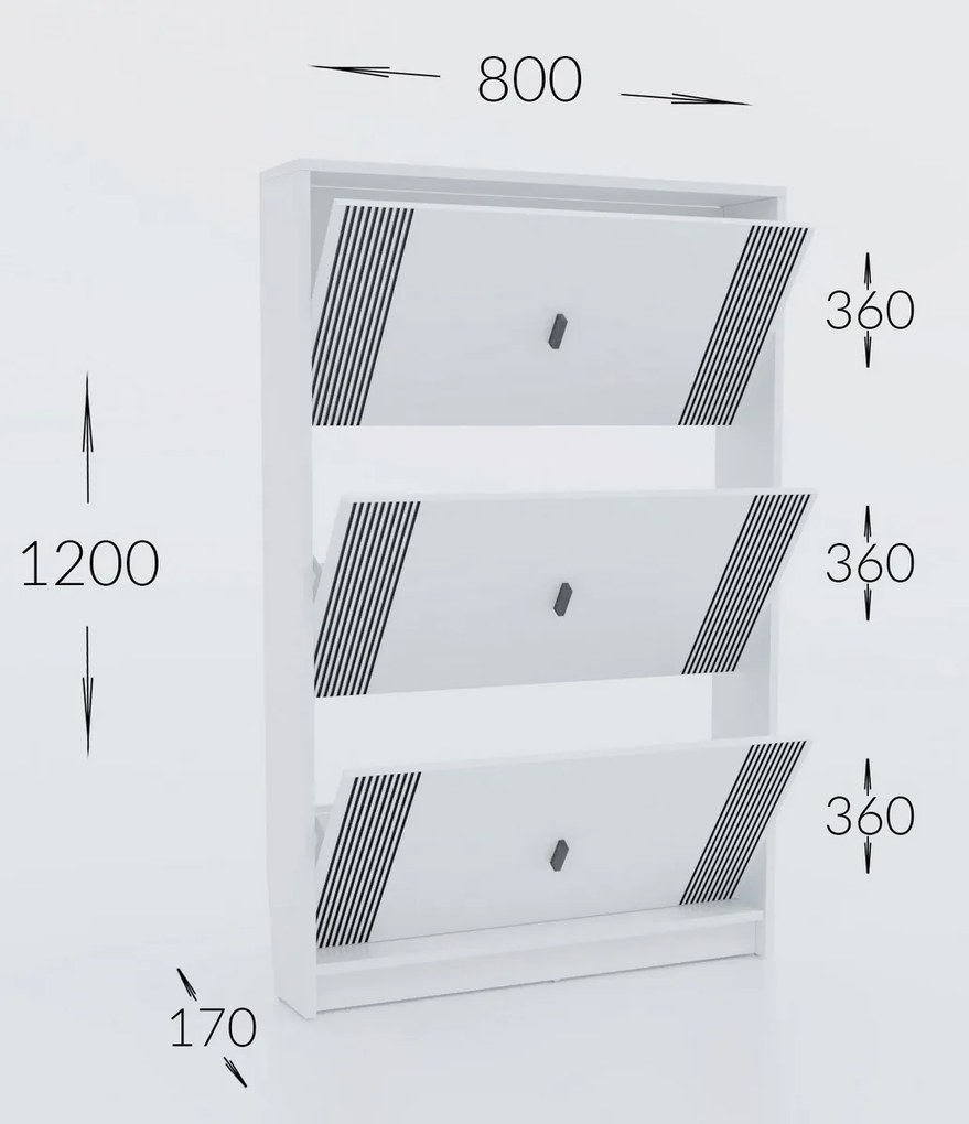 Výklopný botník LITE 1 bílá/šedá