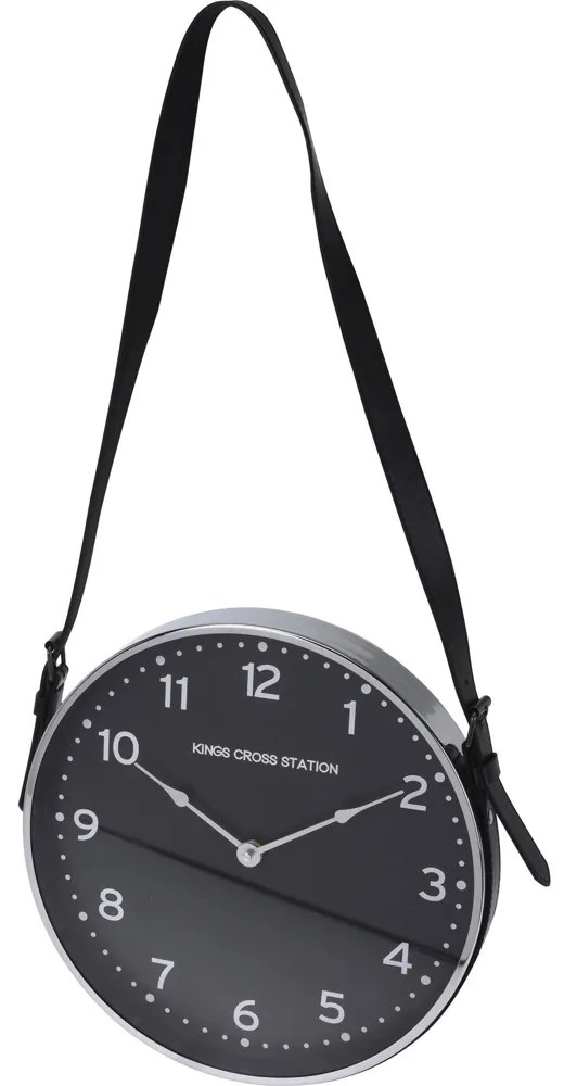 Nástěnné hodiny, klasické s koženým páskem Ø 30 cm