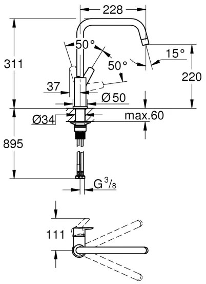 GROHE 30630000 - Dřezová baterie START 311 mm lesklý chrom