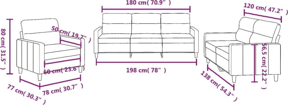 vidaXL 3dílná sedací souprava s poduškami textil [3201541] Barva: Tmavě šedá