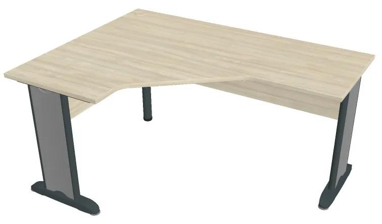 Stůl ergo lomený pravý 160×120/60 cm - Hobis Cross CEV 60 P Dekor stolové desky: akát, Dekor lamino podnože: akát, Barva nohou: černá