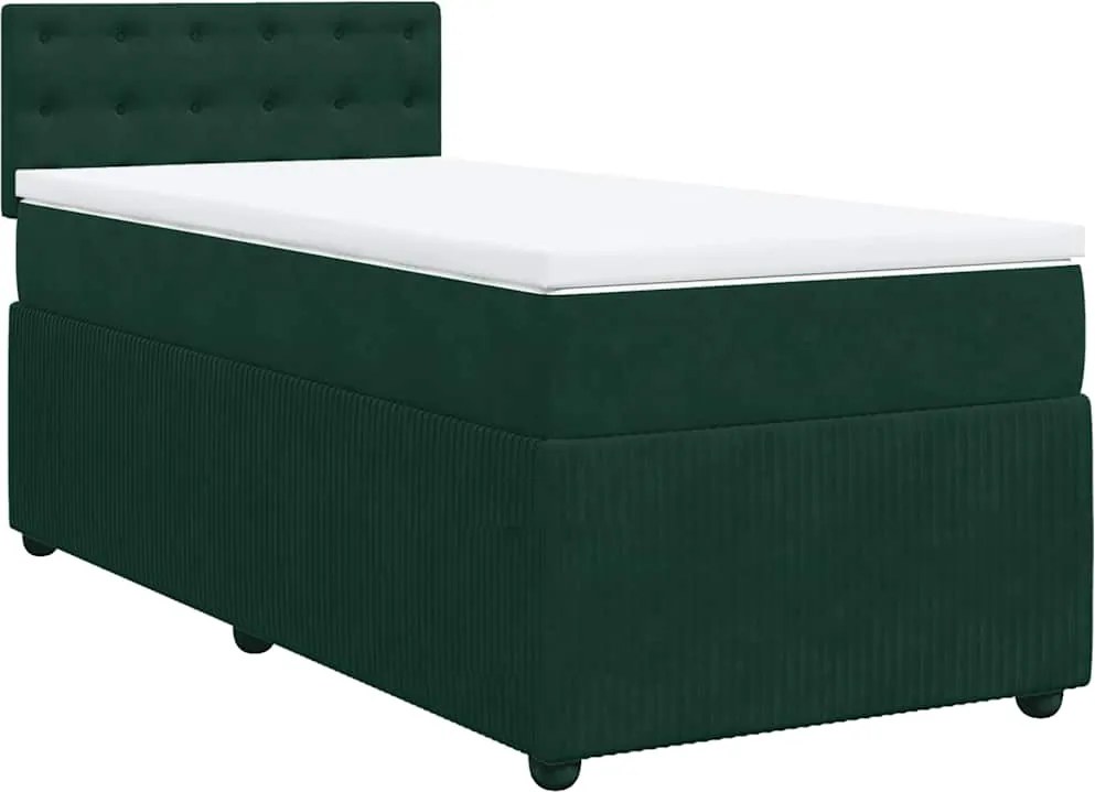 Box spring postel s matrací tmavě zelená 100x200 cm samet 3287677