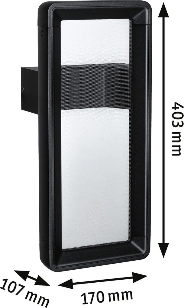 P 93109 LED venkovní nástěnné svítidlo Reana pohybové čidlo HF senzor IP44 176x107mm 3000K 2x3W 230V antracit kov - PAULMANN