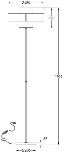 Fabas Loto, stojací lampa se stmívačem z foukaného skla se stínítkem z antracitového kovu, 1x40W E27, výška 170cm, průměr 45cm