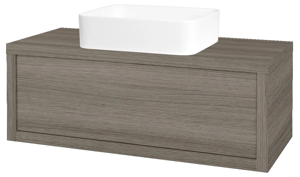 Dřevojas Koupelnová skříň STORM SZZ 100 (umyvadlo Joy) Varianta: D15 Nebraska / L01 Bílá vysoký lesk