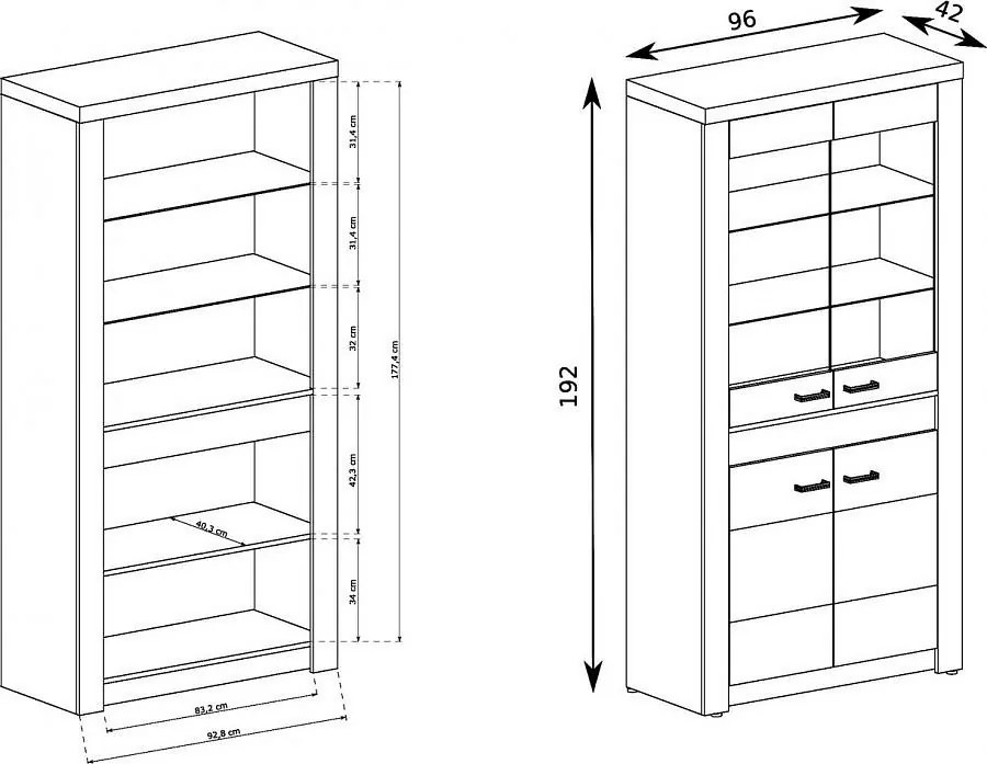 Casarredo - Komfort nábytek Vitrína INDIANAPOLIS I-3, jasan tmavý