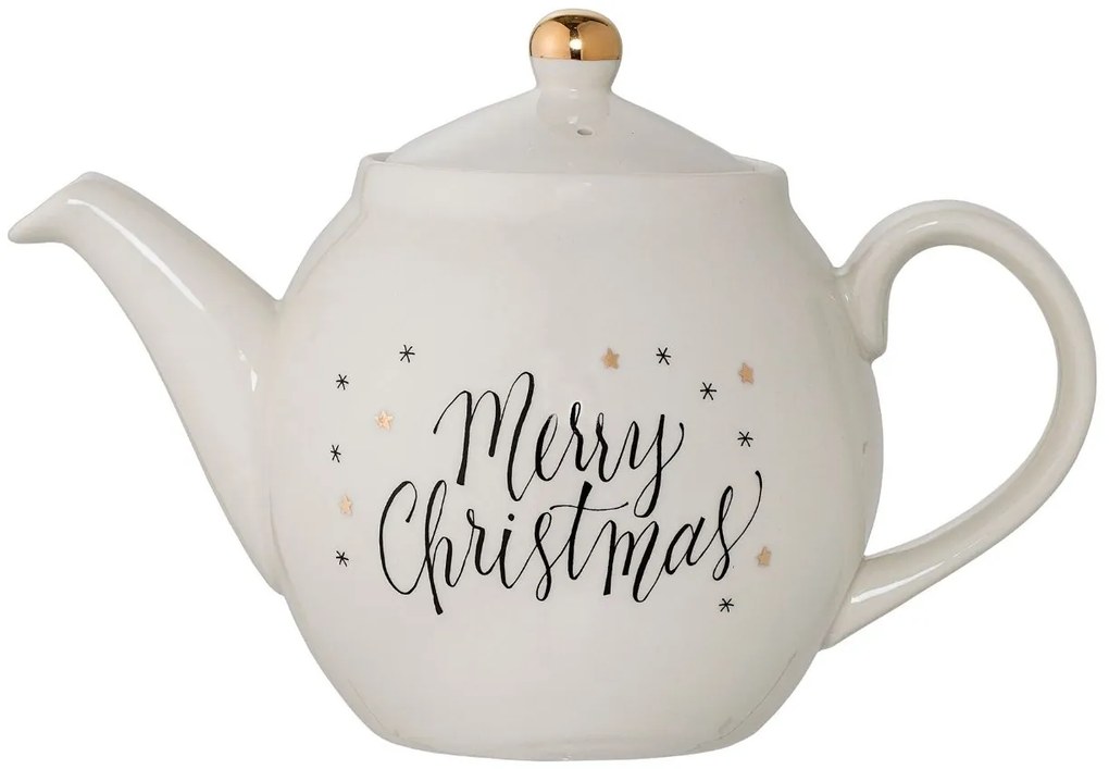Světle šedá keramická vánoční konvice na čaj Bloomingville Noel 1,2 l