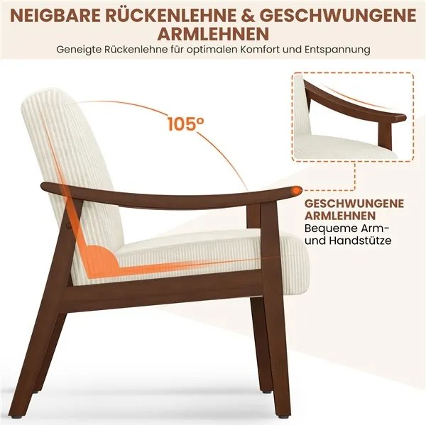 Křeslo Yaheetech – béžová, 62 cm (šířka) × 70,5 cm (hloubka) × 74 cm (výška), polyester (267499531398)