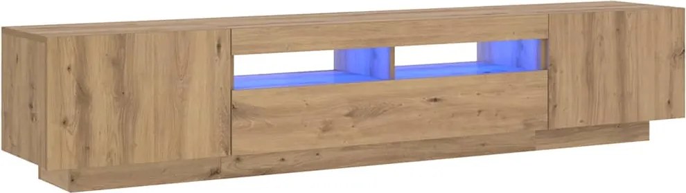 TV stolek s LED dub artisan 200x35x40 cm kompozitní dřevo 3329166