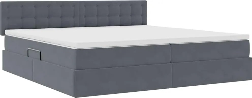 Postel s úložným prostorem s čelo Tmavě šedá 200 x 200 cm samet 3370900