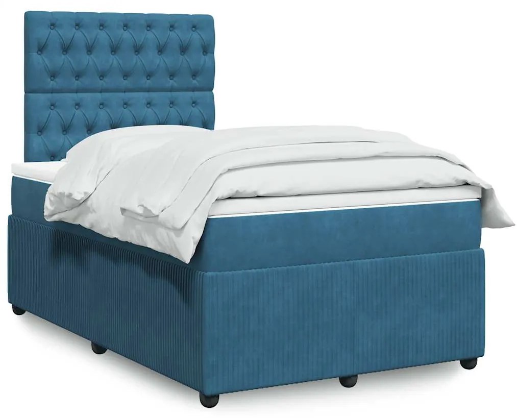 Box spring postel s matrací modrá 120 x 200 cm samet 3294620