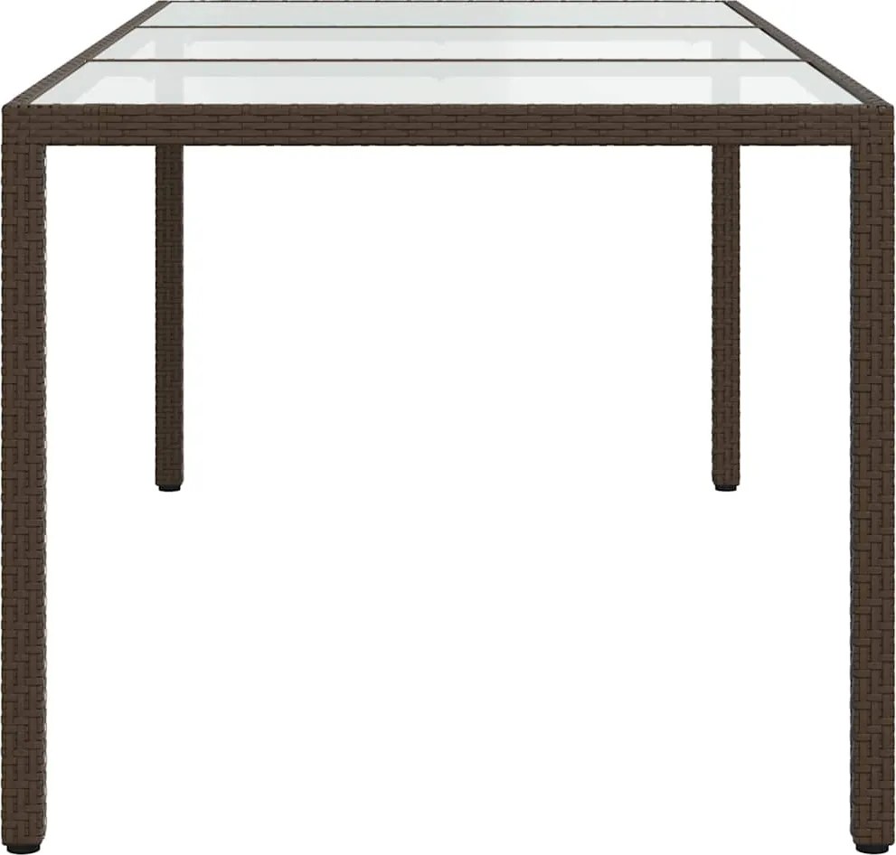 Zahradní stůl hnědý 190 x 90 x 75 cm tvrzené sklo a polyratan 316711