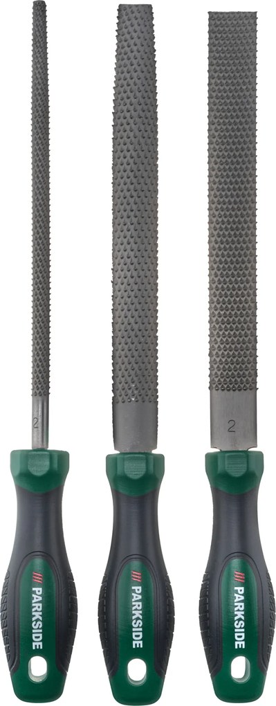 Parkside® Sada pilníků / rašplí / drátěných kartáčů / dlát, 3dílná (sada rašplí, 3dílná)