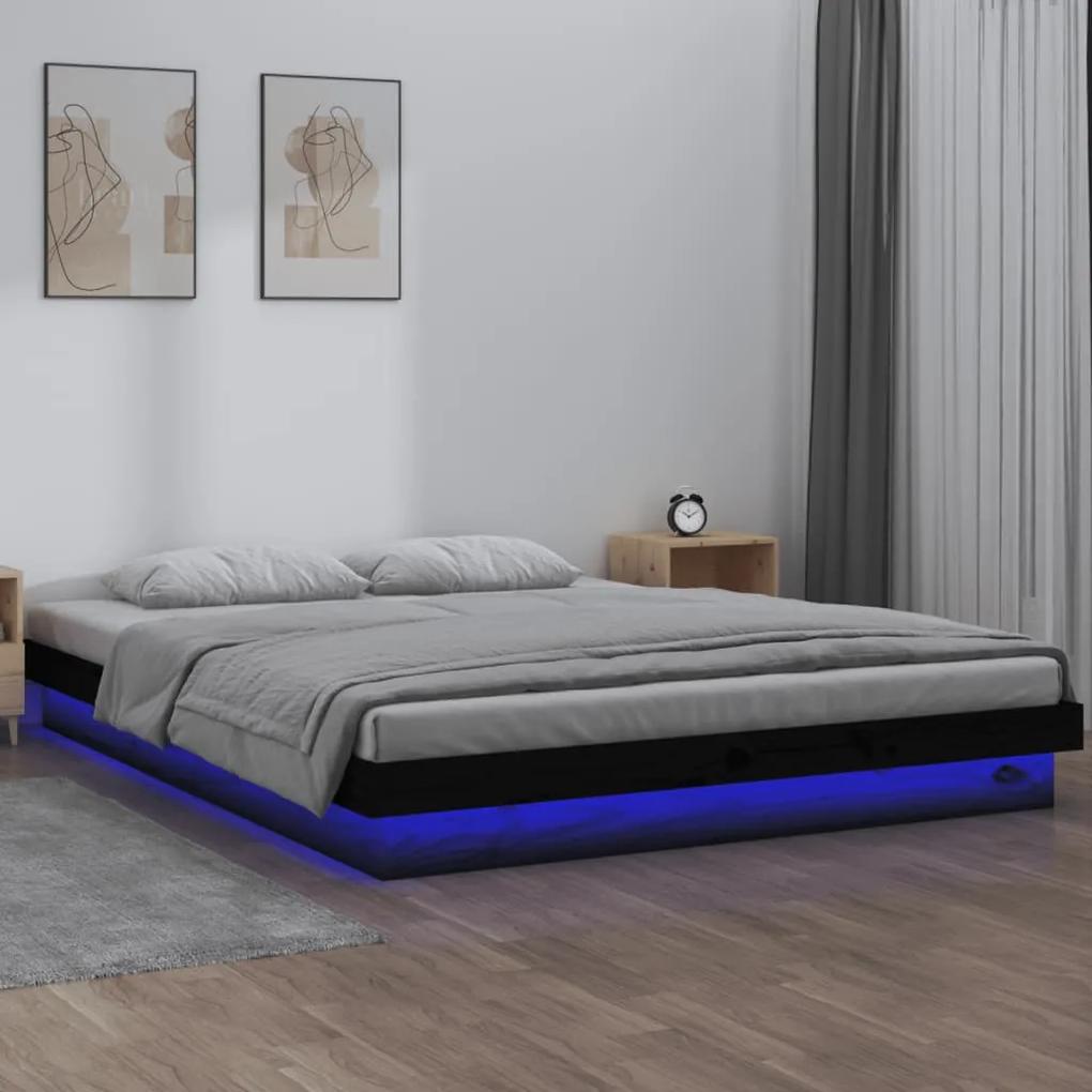 Rám postele s LED černý 120 x 190 cm Small Double masivní dřevo,  820011