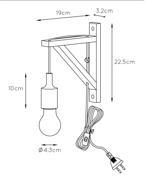 Lucide 08208/01/31 - Nástěnné svítidlo FIX WALL 1xE27/60W/230V bílá
