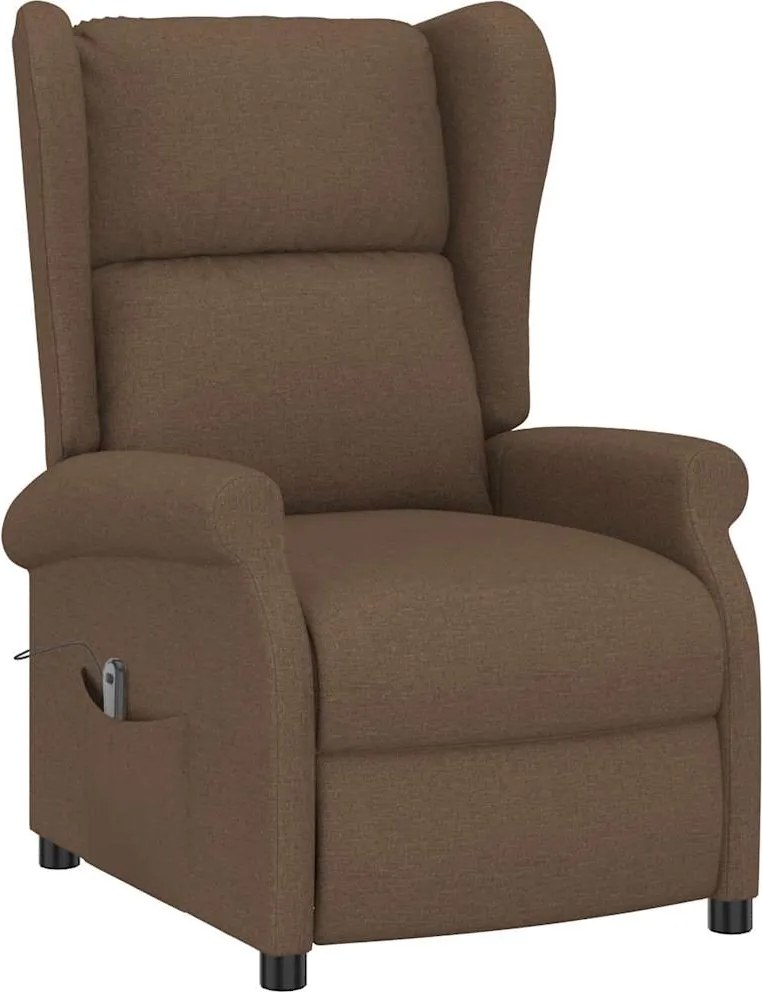 Elektrické polohovací křeslo ušák hnědé textil 3098323